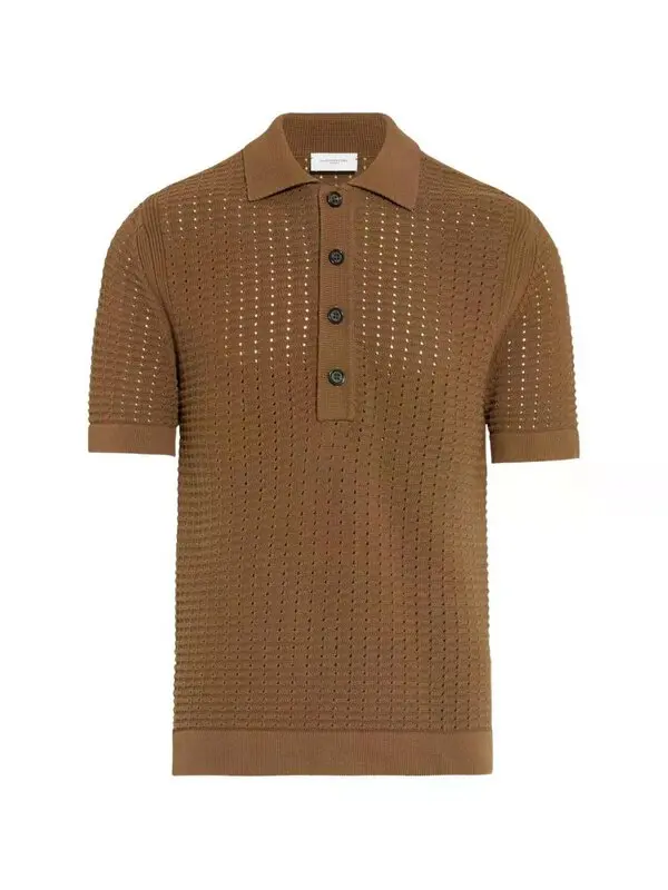 PAOLO PECORA Perforated-knit Polo Shirt - Brown