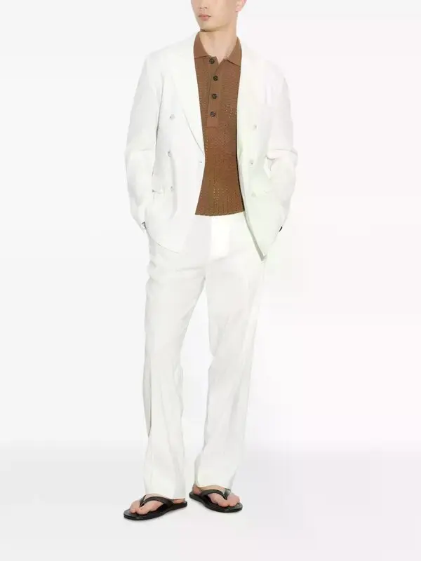PAOLO PECORA Perforated-knit Polo Shirt