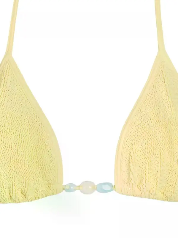 Hunza G Gina Beaded Crinkle-effect Bikini - Yellow