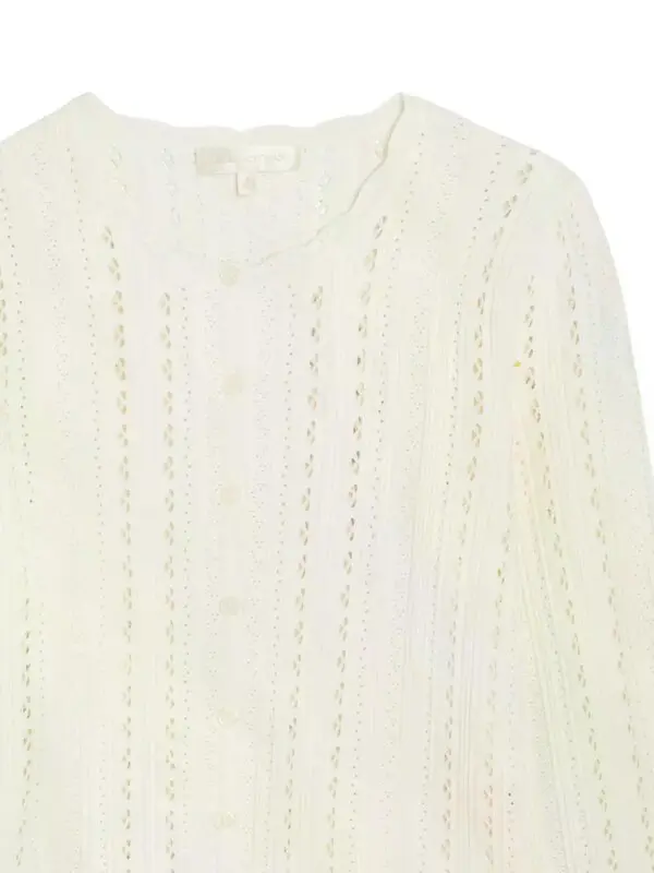 LoveShackFancy Pointelle-knit Scalloped-edge Cardigan