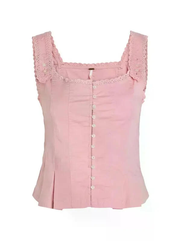 Free People Bridgette Broderie-anglaise Corset Top - Pink