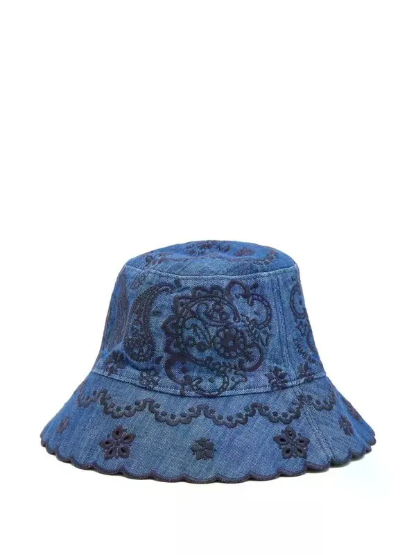 Zimmermann Paisley Embroidered Scallop-edge Bucket Hat