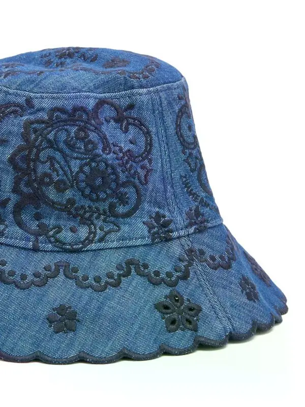 Zimmermann Paisley Embroidered Scallop-edge Bucket Hat