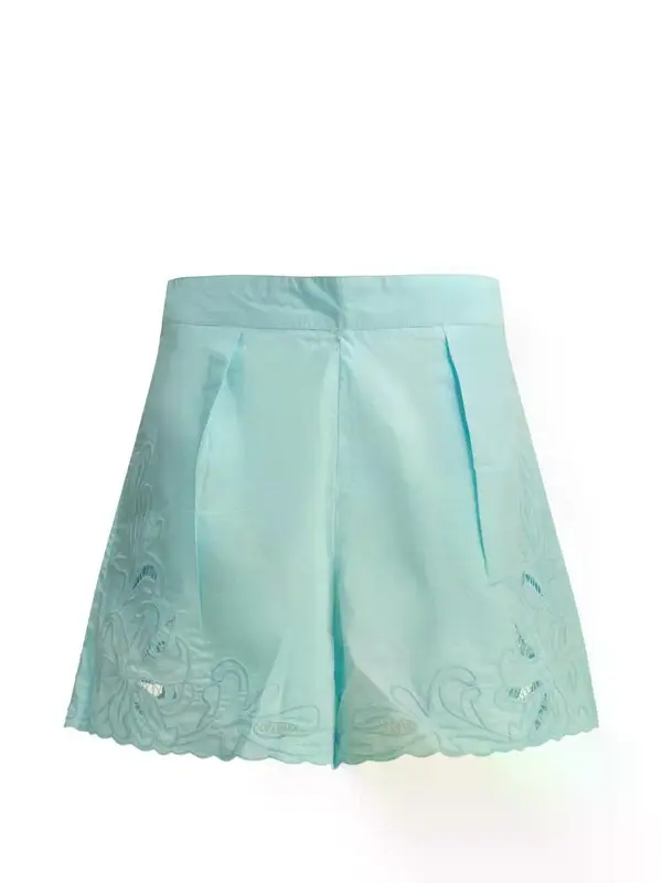 JULIET DUNN Embroidered Scallop Shorts - Blue