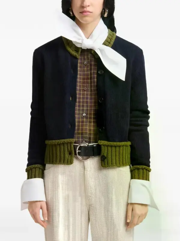 Marni Ribbed-trim Cardigan - Blue