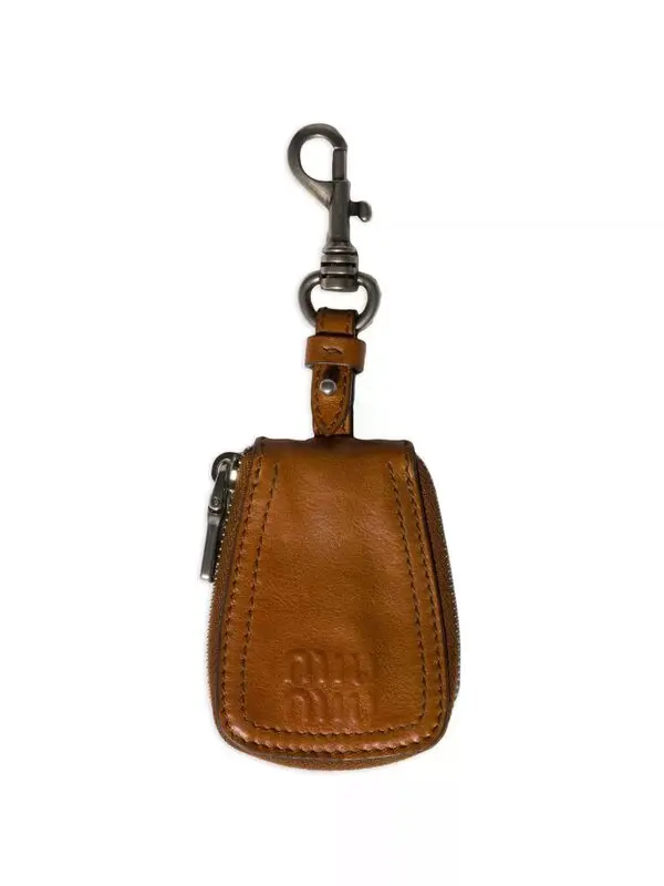 Miu Miu Leather Keyring Charm - Brown