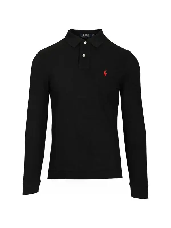 Polo Ralph Lauren Pony-embroidered Long-sleeve Polo Shirt - Black
