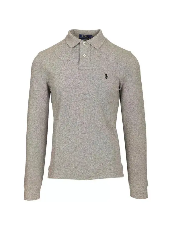 Polo Ralph Lauren Embroidered Pony Long-sleeve Polo Shirt - Grey