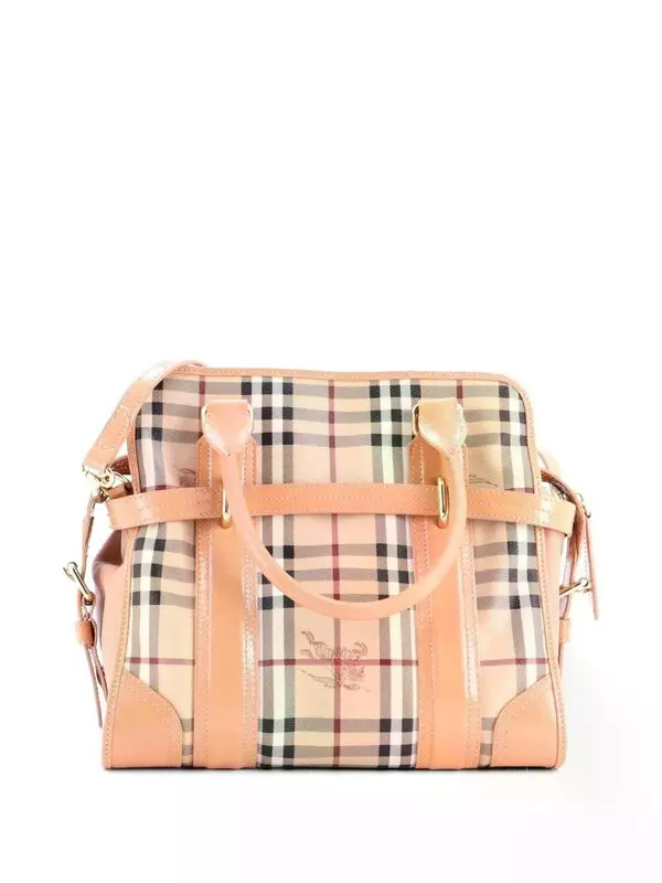 Burberry Haymarket Coated Canvas Medium Satchel - Neutrals