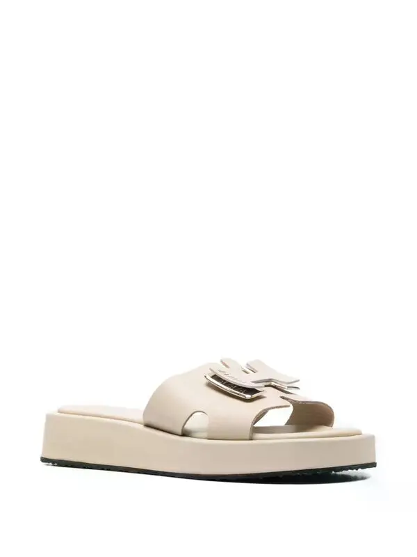 SERGIO MORETTI FIRENZE Logo Plaque Platform Slippers