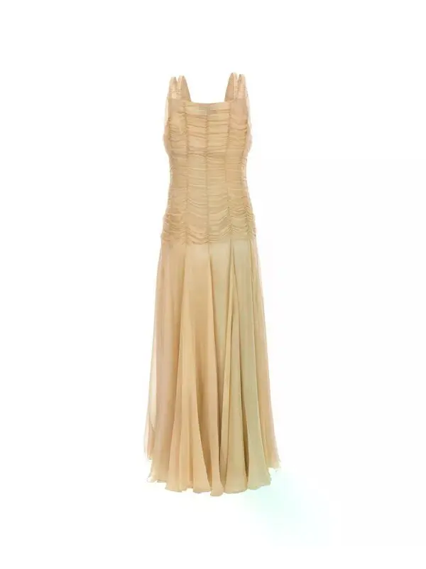 GIOVANNI BEDIN Smocked Silk-chiffon Dress