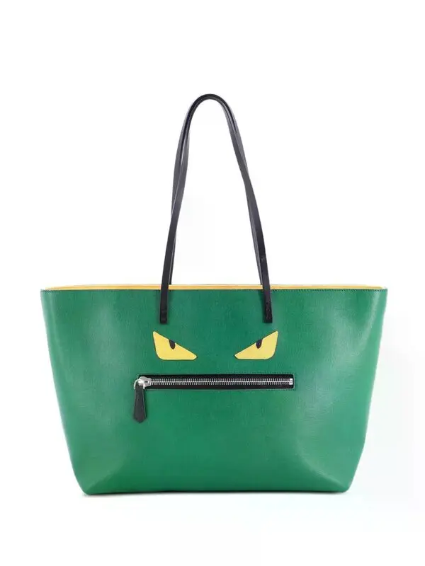 Fendi Monster Roll Leather Medium Tote Bag - Green