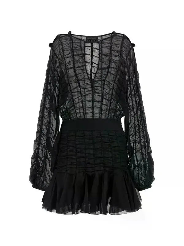 GIOVANNI BEDIN Cotton Smock Effect Mini Dress - Black
