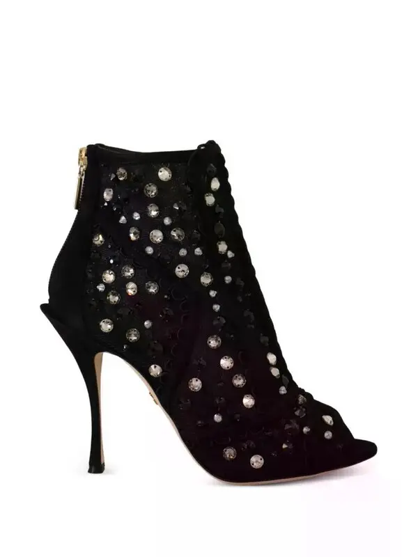 Dolce & Gabbana Embellished Peep-toe Ankle Boots