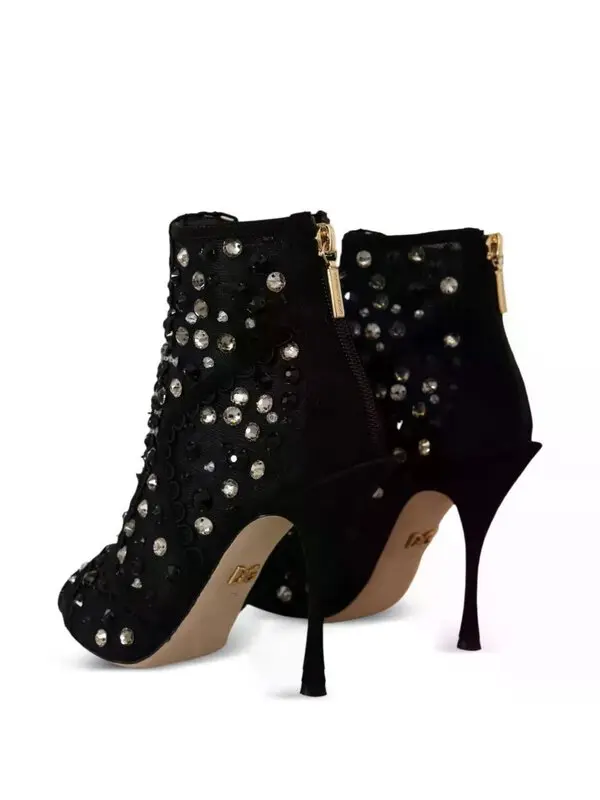 Dolce & Gabbana Embellished Peep-toe Ankle Boots