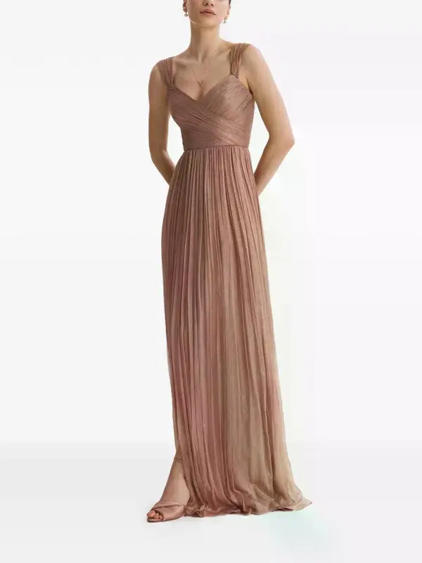 FRAMBOISE Plissé Lace-up Maxi Dress - Pink
