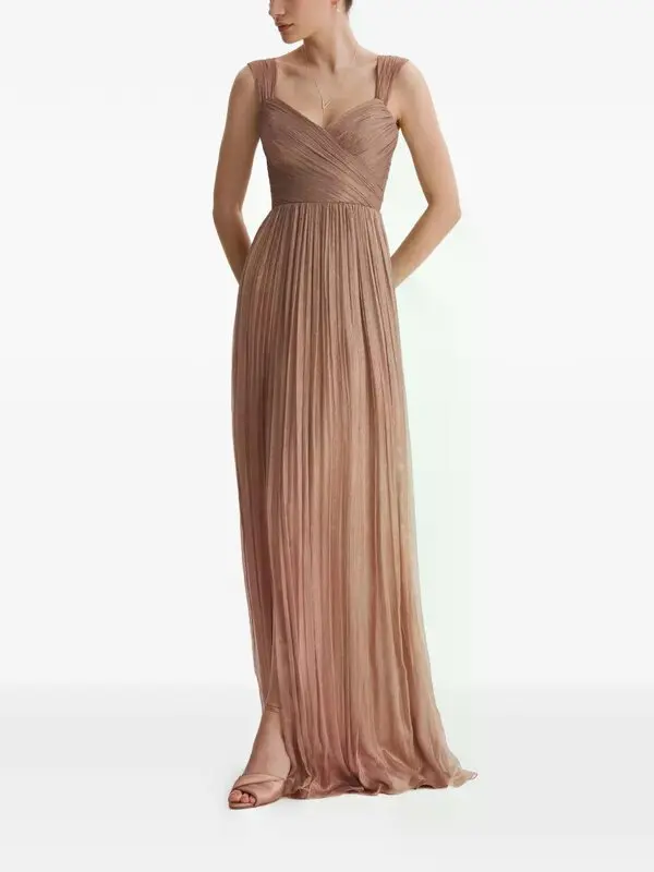 FRAMBOISE Plissé Lace-up Maxi Dress