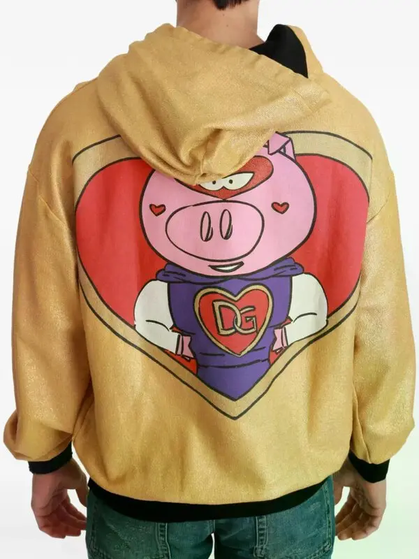 Dolce & Gabbana Glitter Finish Graphic Print Hoodie