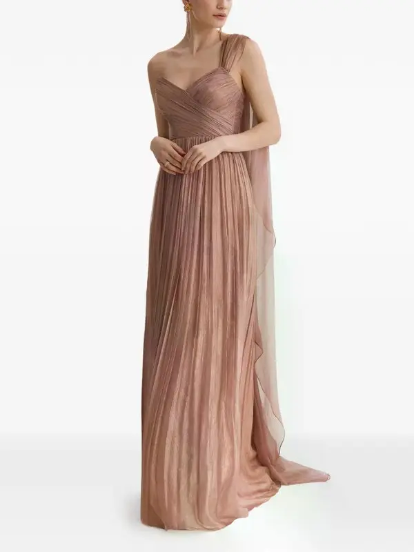 FRAMBOISE One-shoulder Pleated Maxi Dress - Pink