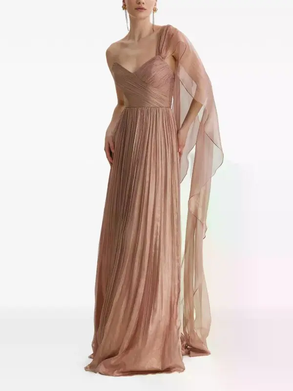 FRAMBOISE One-shoulder Pleated Maxi Dress