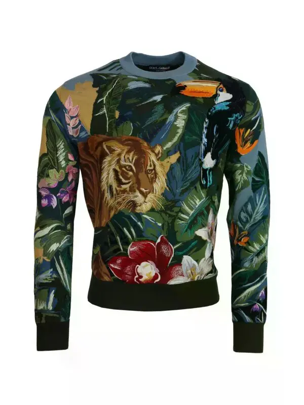 Dolce & Gabbana Embroidered Tropical Pattern Sweater