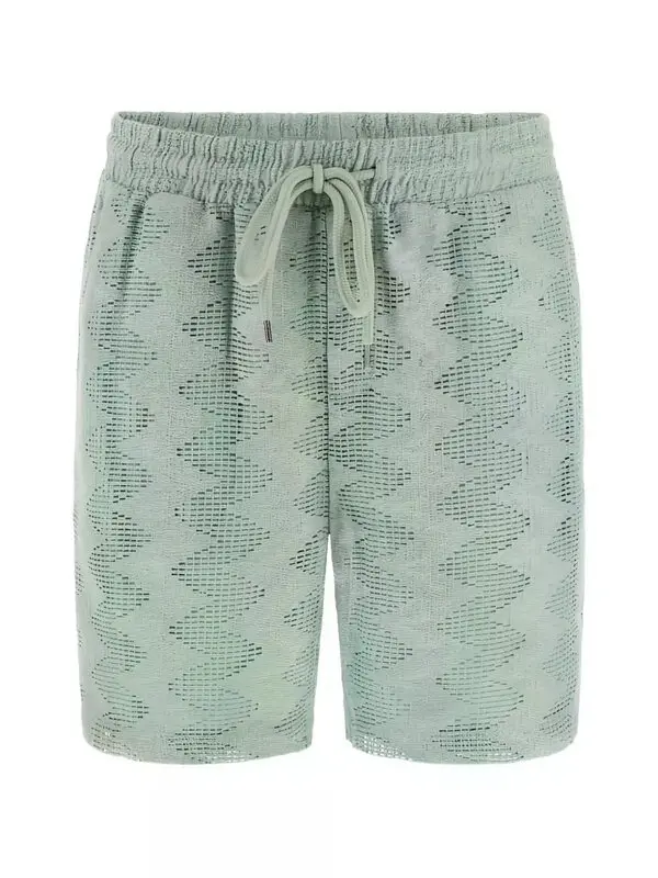 Guess Knitted Zigzag Shorts - Green