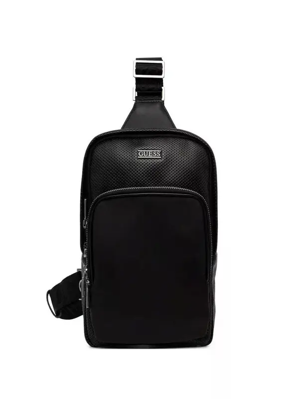 Guess Boston Perforated Logo Plaque Backpack - Black