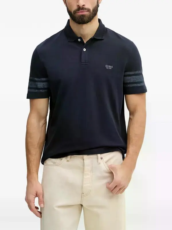 Guess Stripe-detail Polo Shirt - Blue