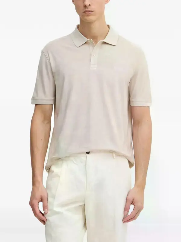 Guess Floral-jacquard Polo Shirt - Neutrals