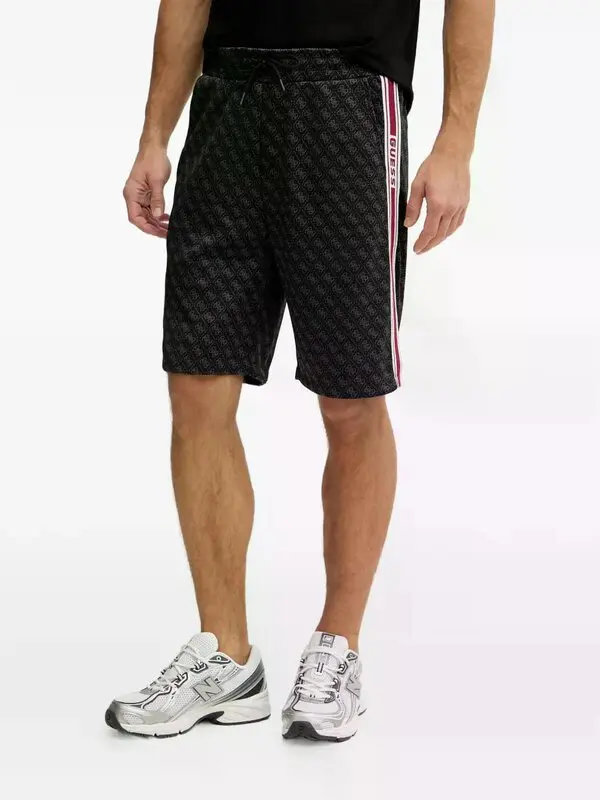 Guess Monogram Print Side Stripe Shorts