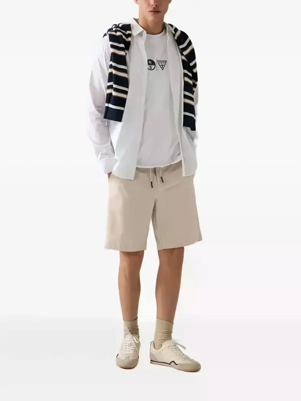 Guess Logo Patch Drawstring Shorts - Neutrals