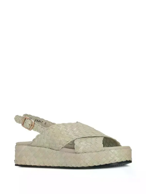LA ROSE Woven Crossover Platform Sandals
