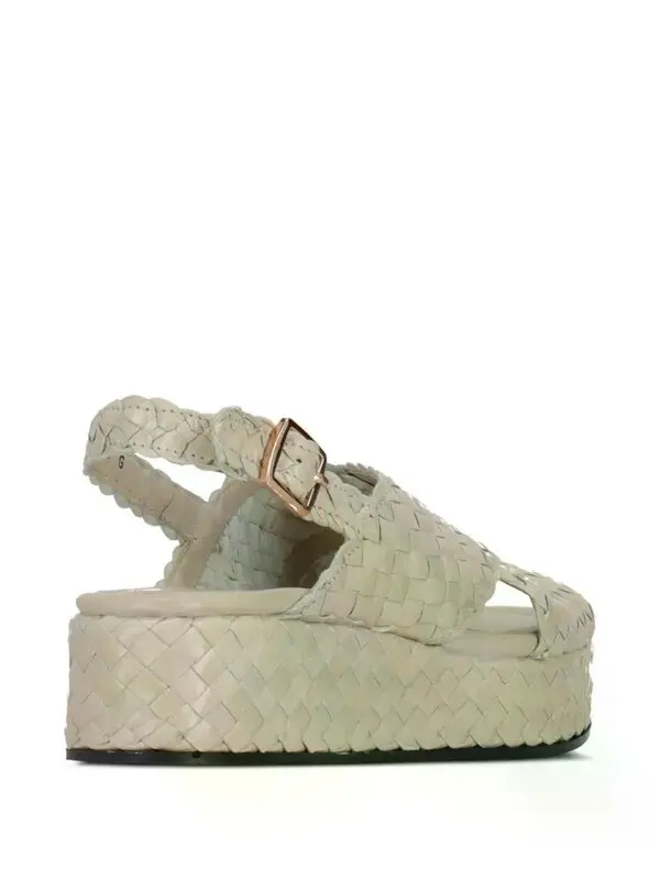 LA ROSE Woven Crossover Platform Sandals