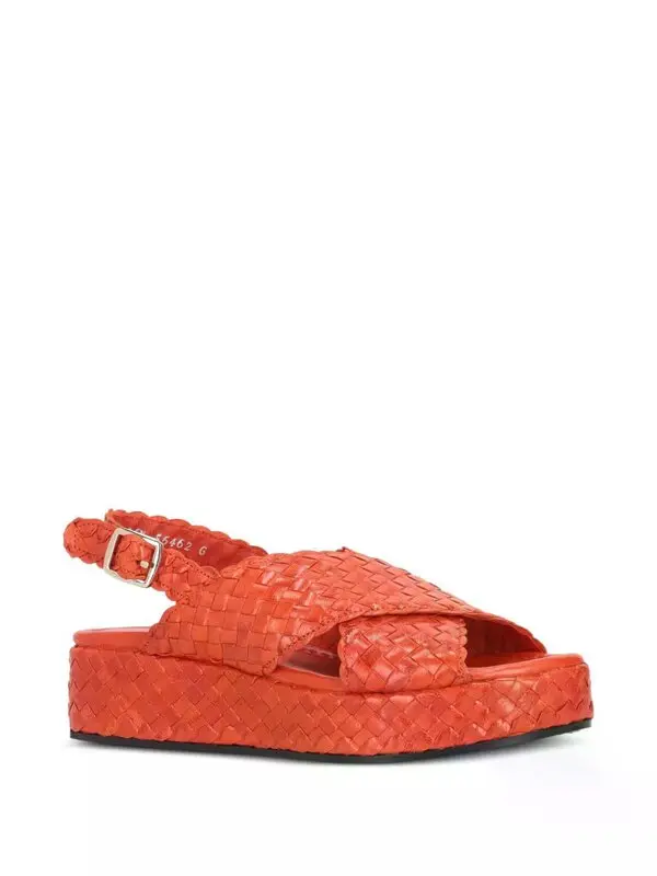 LA ROSE Woven Crossover Platform Sandals