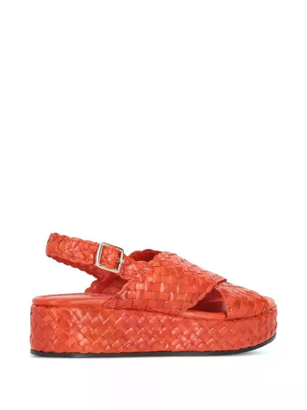 LA ROSE Woven Crossover Platform Sandals