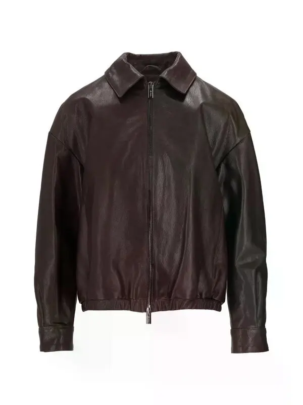LA ROSE Zip-up Leather Jacket - Brown
