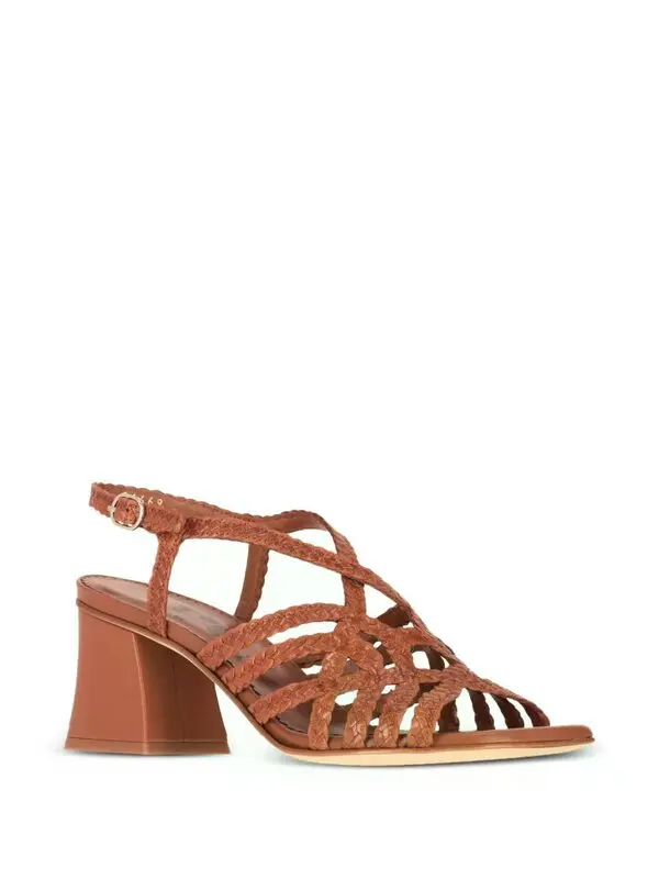 LA ROSE Woven Cage-strap Sandals