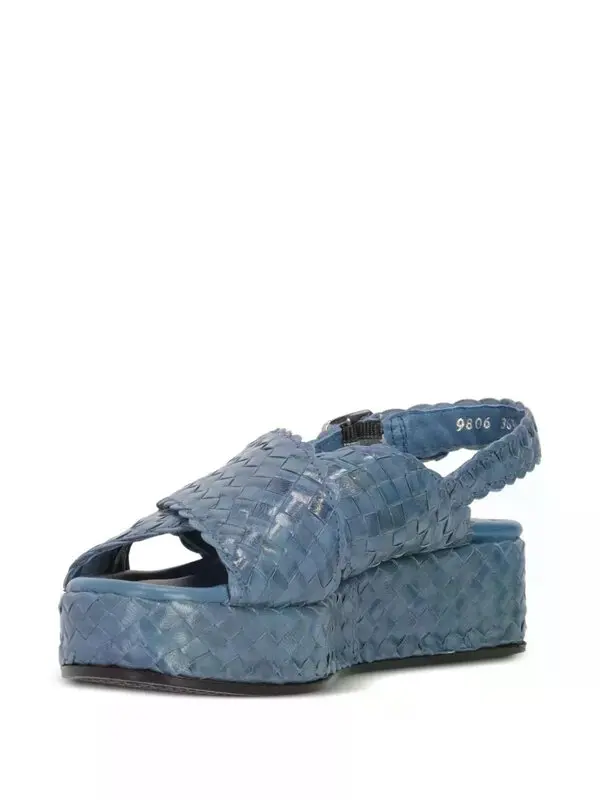 LA ROSE Woven Crossover Platform Sandals