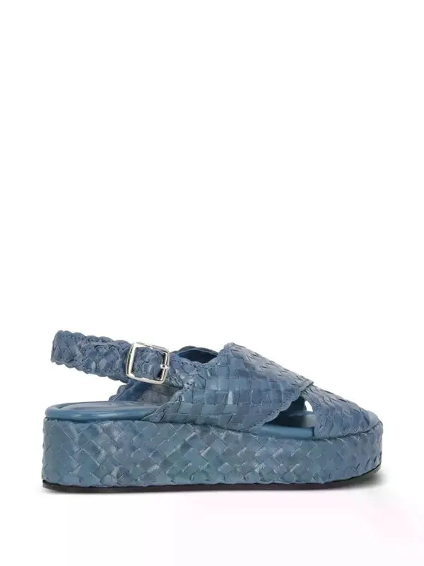 LA ROSE Woven Crossover Platform Sandals