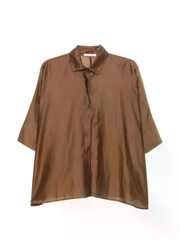 CENERE GB Textured Short-sleeve Shirt - Brown