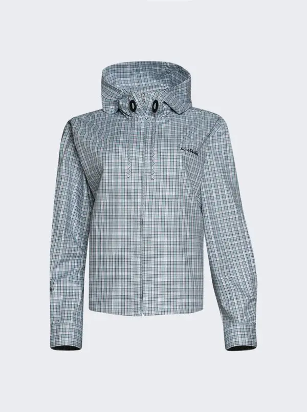 Acne Studios Hooded Check Jacket - Blue