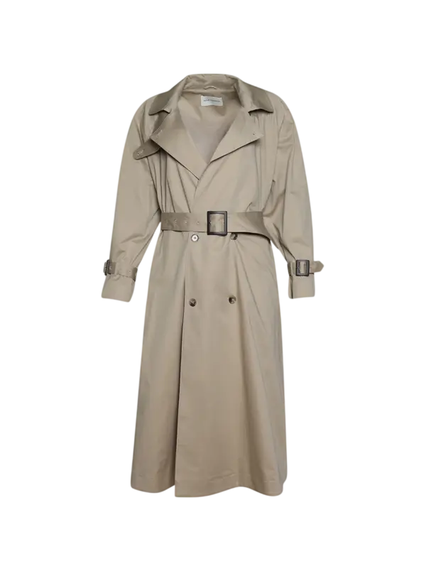 Nour Hammour Draped Cotton Trench Coat - Khaki