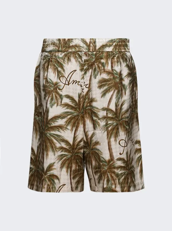 Amiri Palm Print Relaxed Fit Shorts