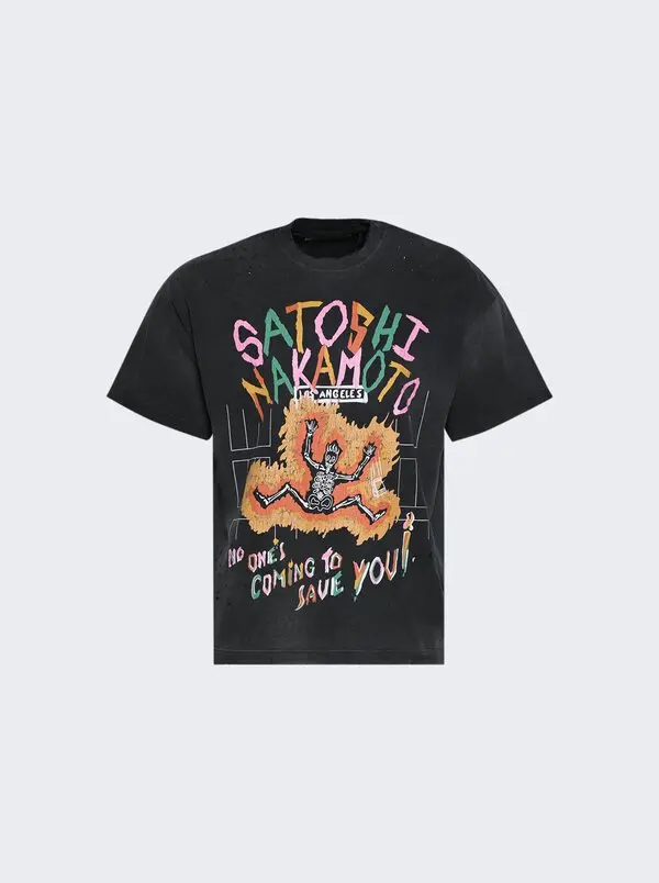SATOSHI NAKAMOTO No Saviour Tee Washed - Black