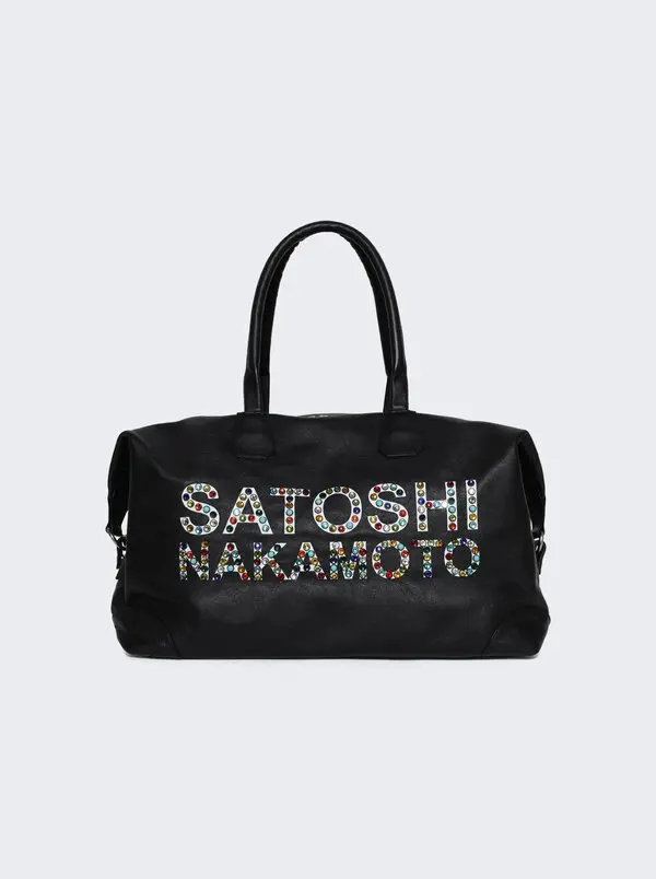 SATOSHI NAKAMOTO Studded Leather Duffle Bag - Black