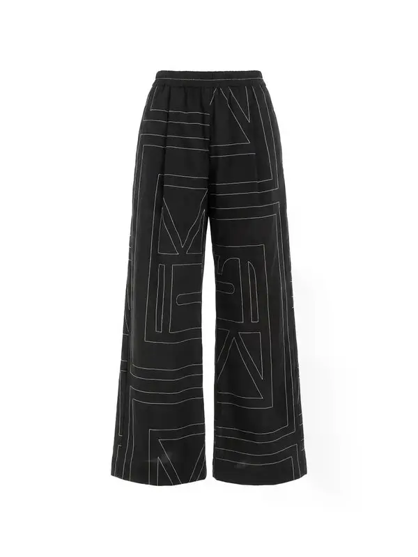 MEIMEIJ Contrast Stitch Wide-leg Trousers
