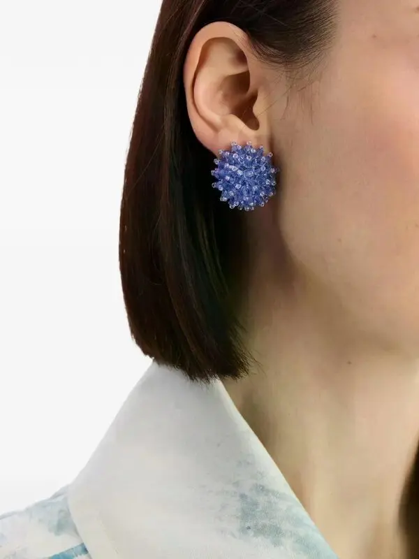 Oscar De La Renta Beaded Sculptural Stud Earrings