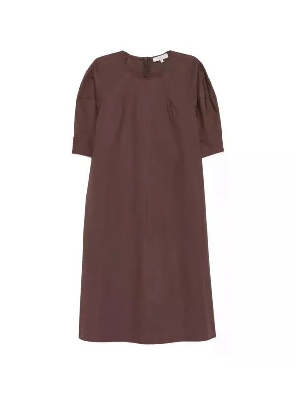 Antonelli Firenze Pleated Detail Short Sleeve Dress - Brown