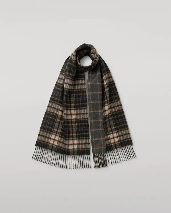 Johnstons Of Elgin Dunnottar Tartan & Windowpane Cashmere Scarf - Multi
