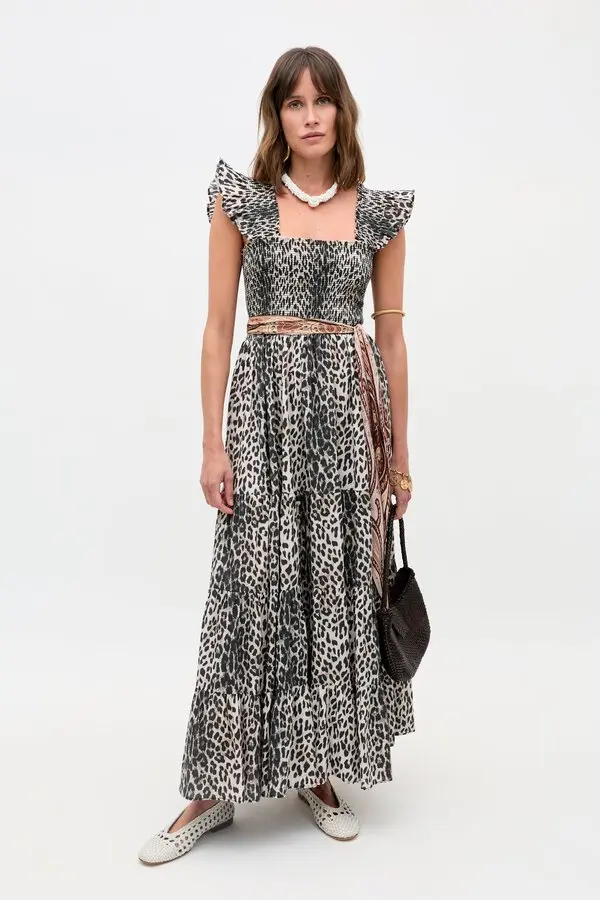 Rixo Kendall Nina Leopard Print Maxi Dress - Brown